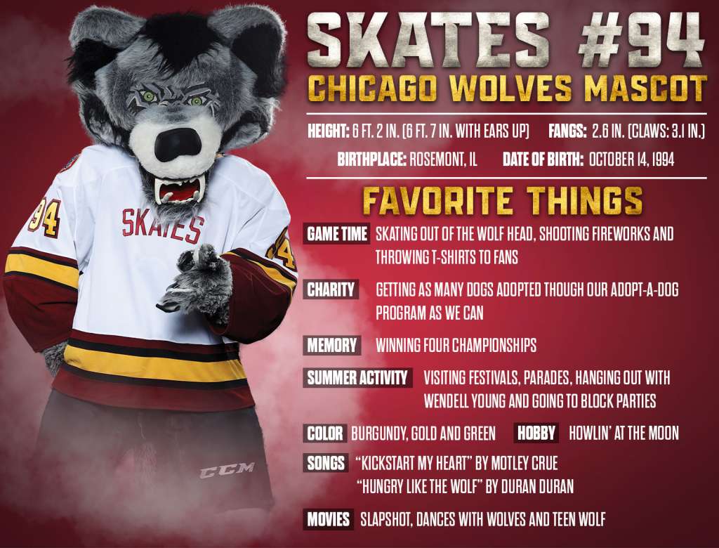 The Chicago Wolves Hockey Team Mascot: Skates - Chicago Wolves
